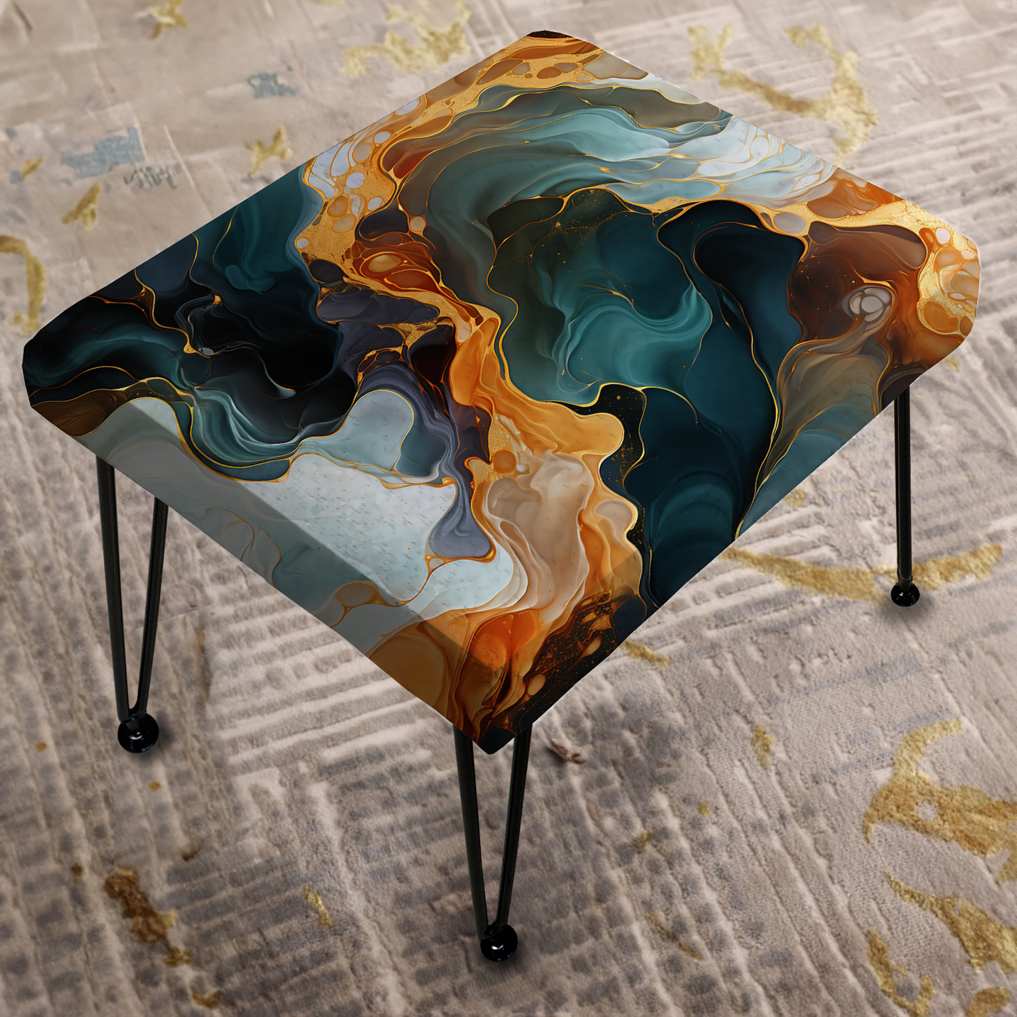 Design Art Mystic Reverie Marble Pattern - Marble Rectangle Ottoman ...