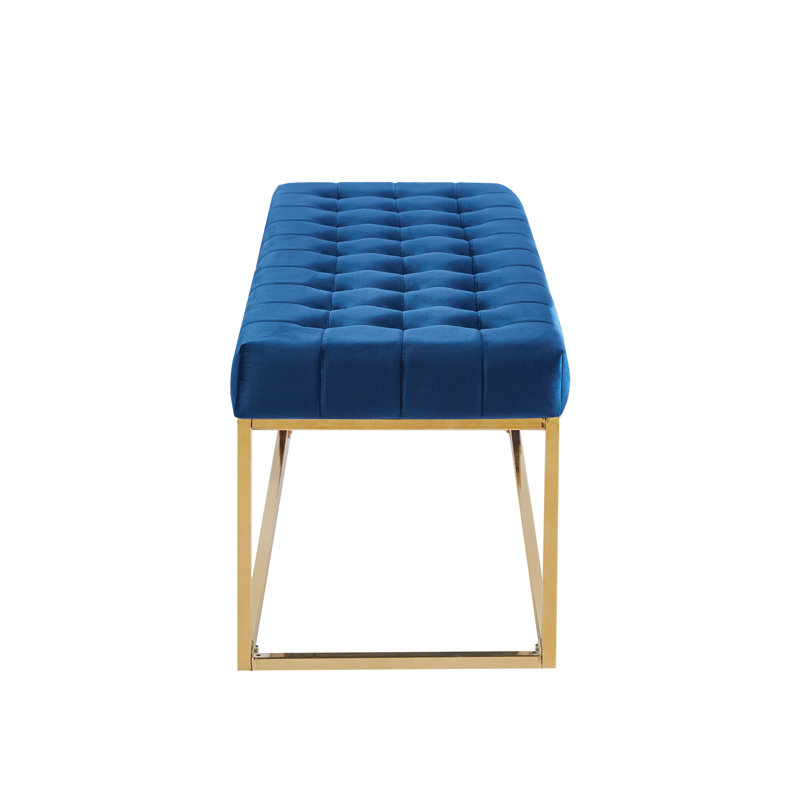 Mercer41 Greydi Tufted Velvet Bench with Gold Chrome Legs | Wayfair
