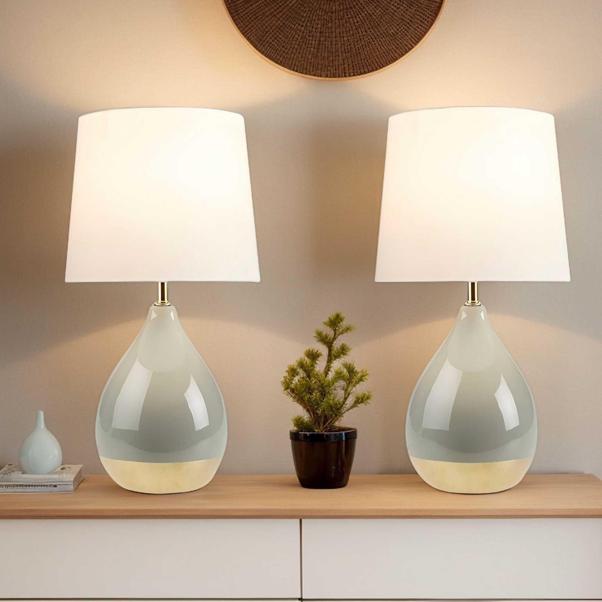 Hokku Designs 21” Luxury Two-Tone Gold Ceramic Table Lamps - Wayfair Canada