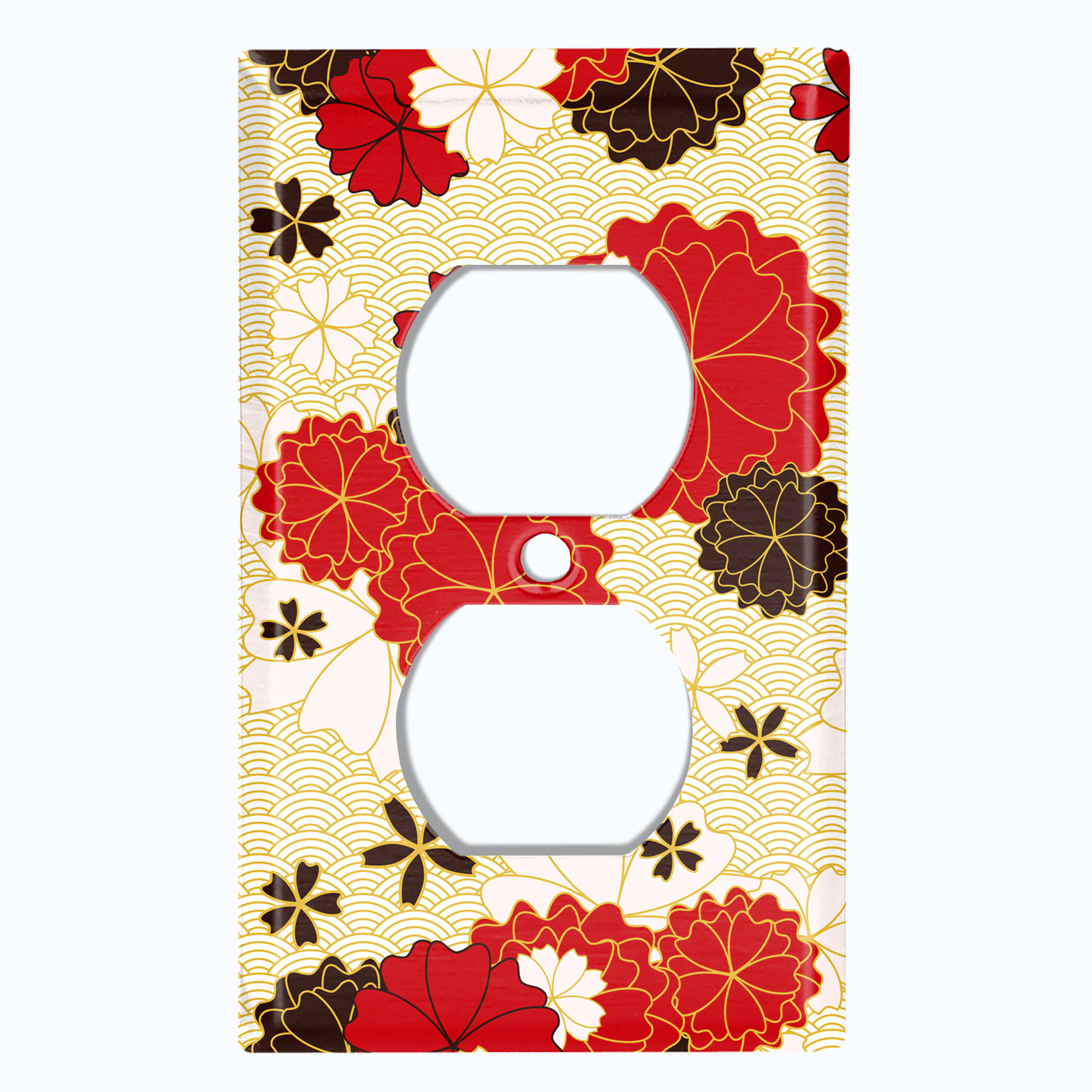 WorldAcc Metal Light Switch Plate Outlet Cover (Japanese Pattern Flower ...