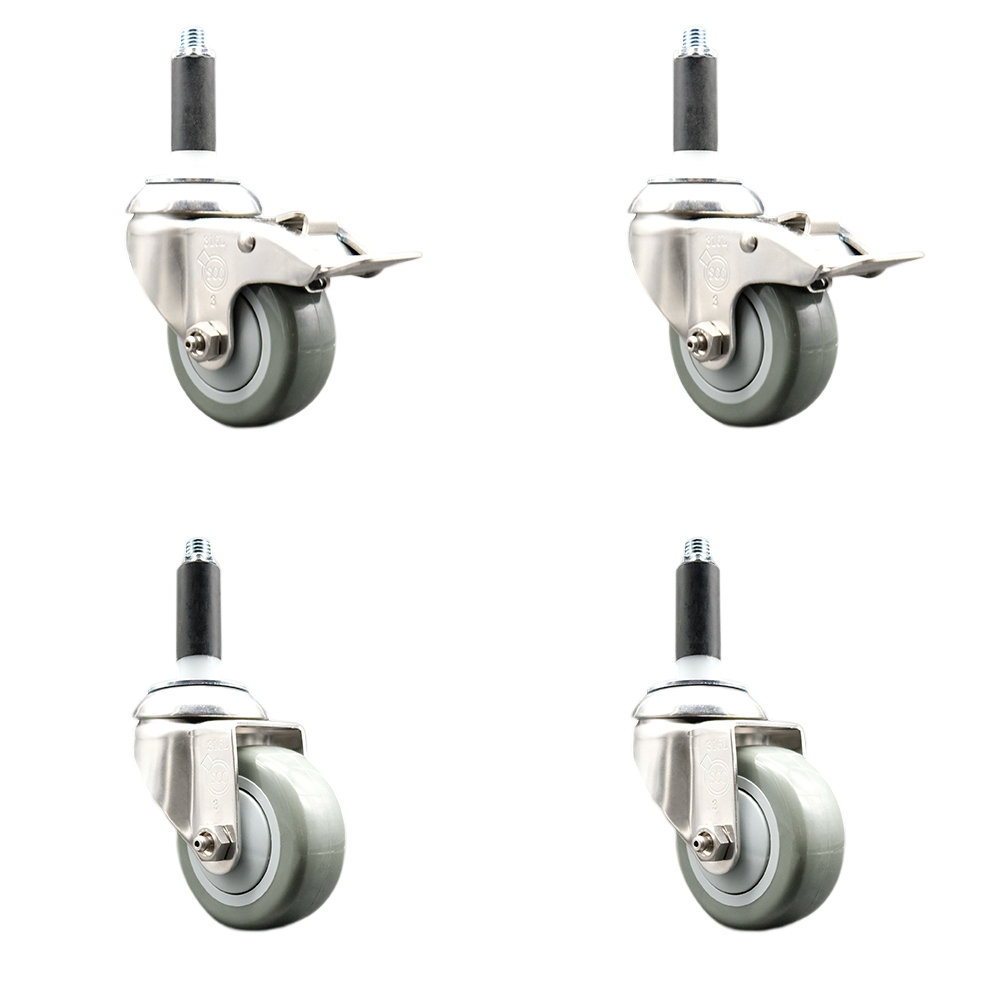 Service Caster Poly Swivel Expanding Stem Caster Set with 2 Lock Brake ...
