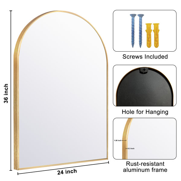 Mercer41 Vallerie Oversized 36 x 24 inches Metal Arch Wall Mirror for ...