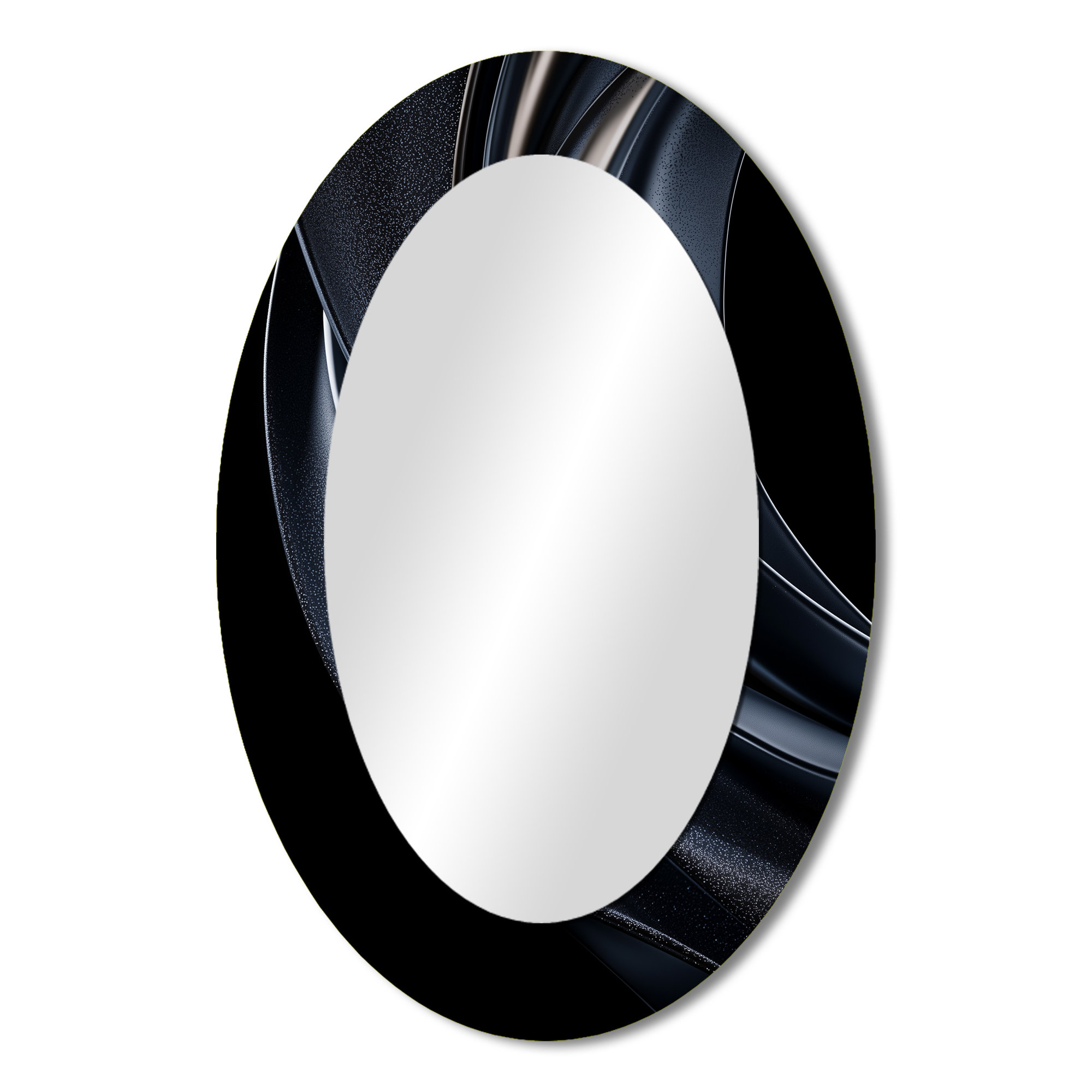 Dakota Fields Black Abstract Fractal Spectrum Of Serenity - Blue Oval ...