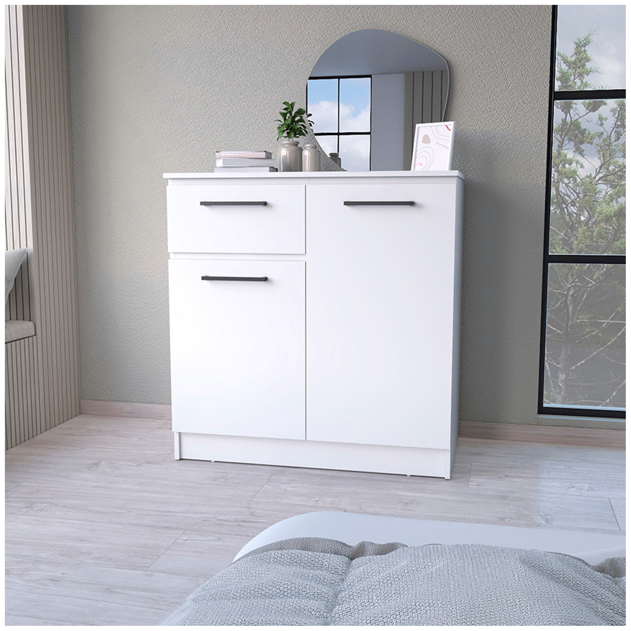 Hokku Designs Loonam 2-Door 1-Drawer Dresser White | Wayfair