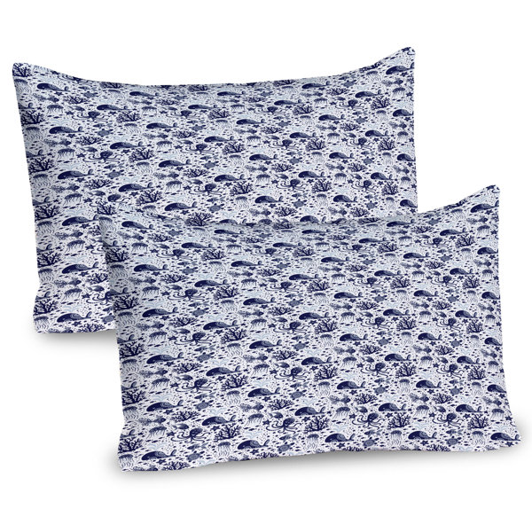 Ambesonne Aquatic Pillow Sham 2 Pack Underwater Marine Animals Pale ...