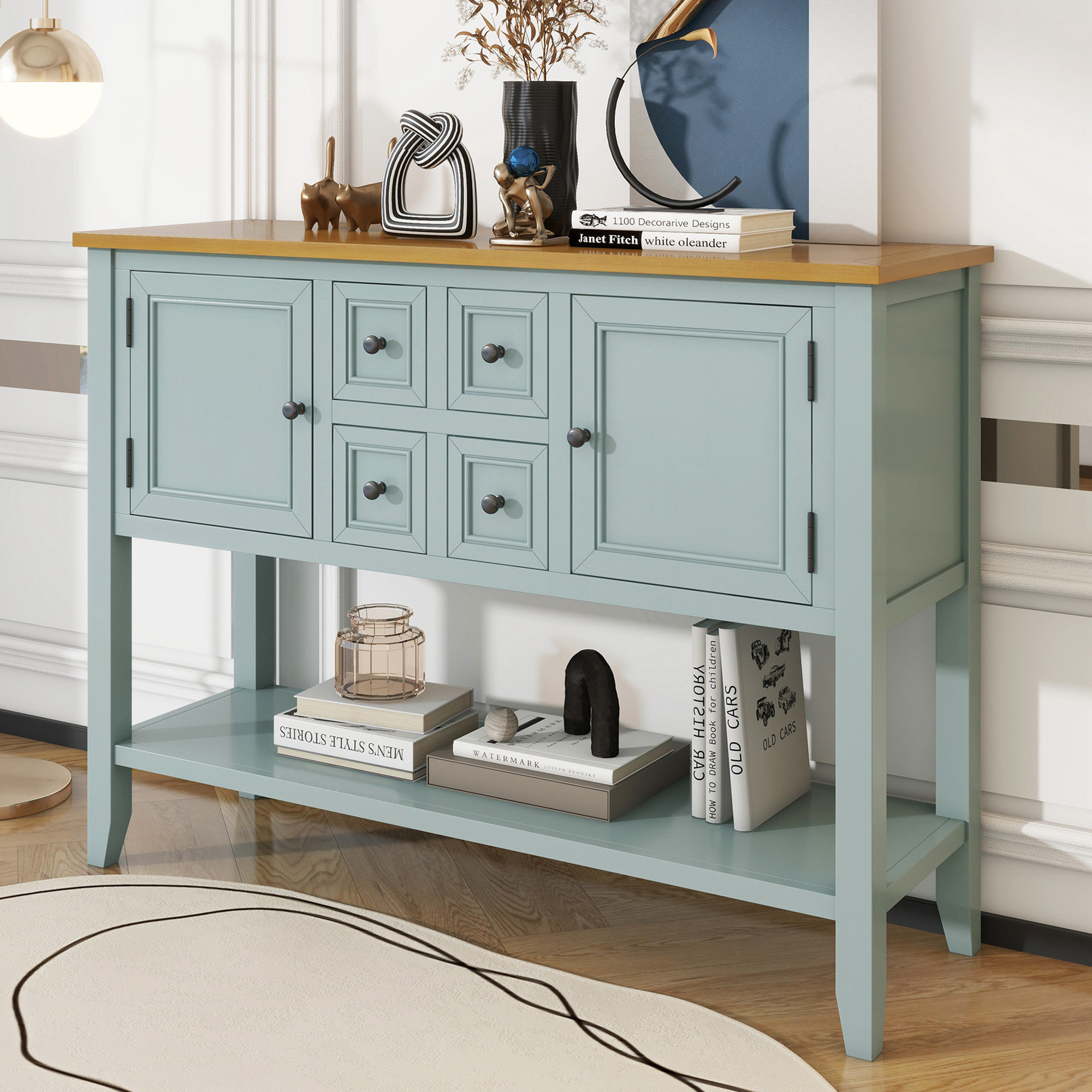 Lark Manor™ Console Table With Four Small Drawers And Bottom Shelf ...