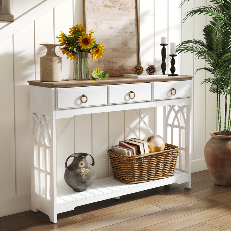 Breakwater Bay Aisen 43" Farmhouse Console Tables for Entryway with 3 ...