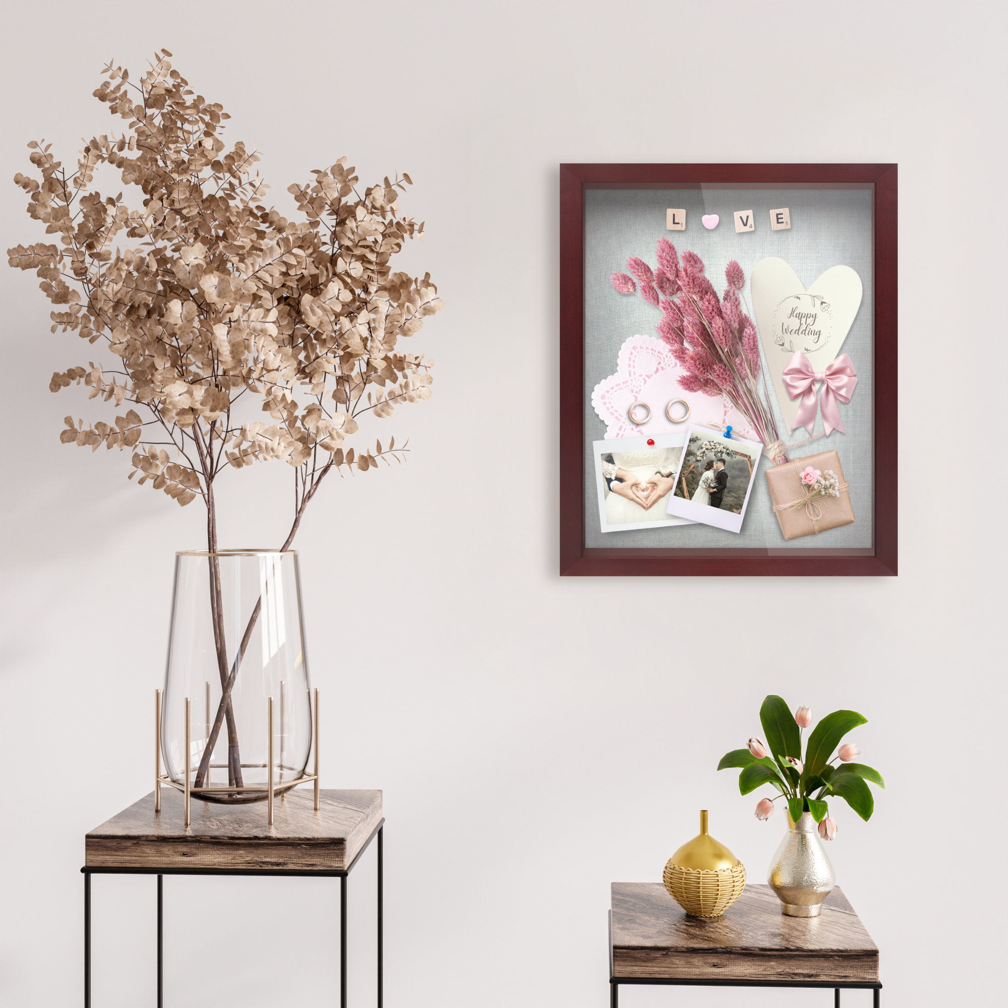 Fleur De Lis Living 12"x16" Solid Wood Mahogany Display Shadow Box ...