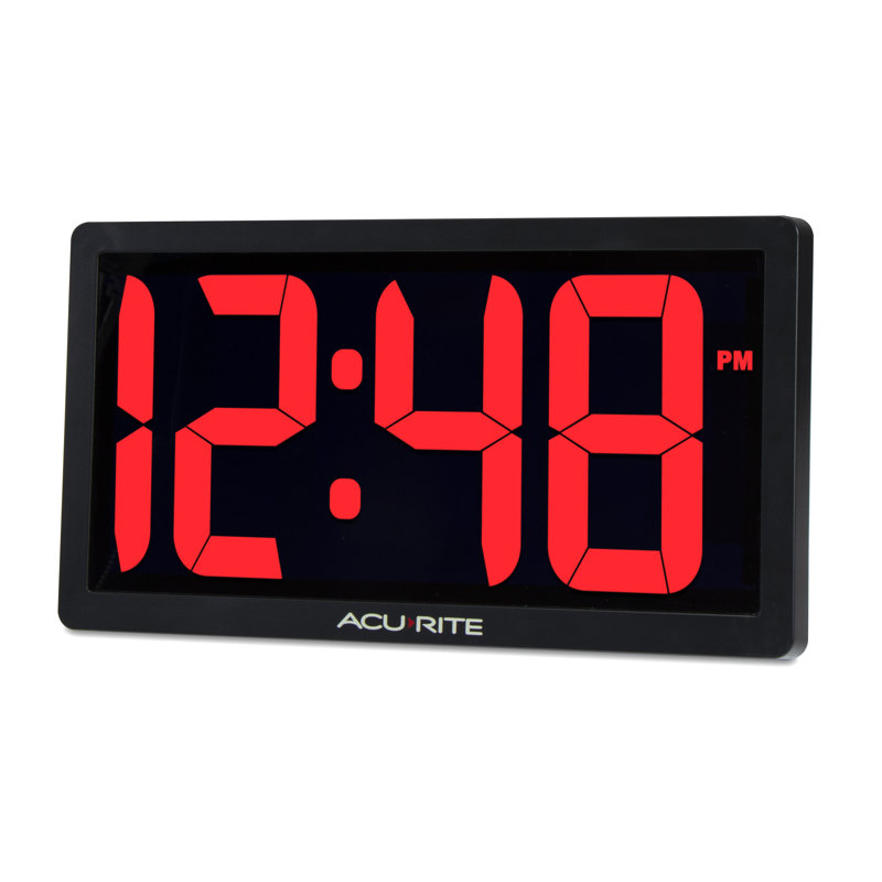 AcuRite 10-Inch LED Digital Clock with Auto-Dimming Brightness, Red ...