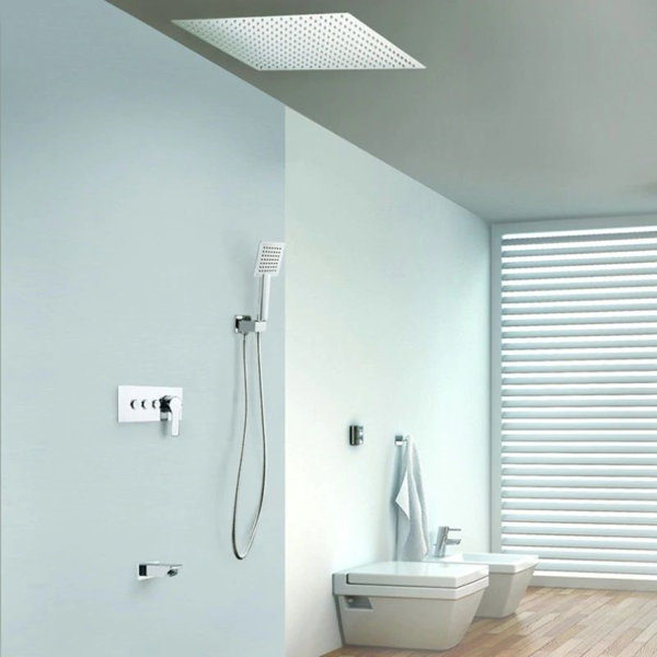 Juno Showers Juno 16-Inch Rain Shower Head with Push Button 3-Way ...