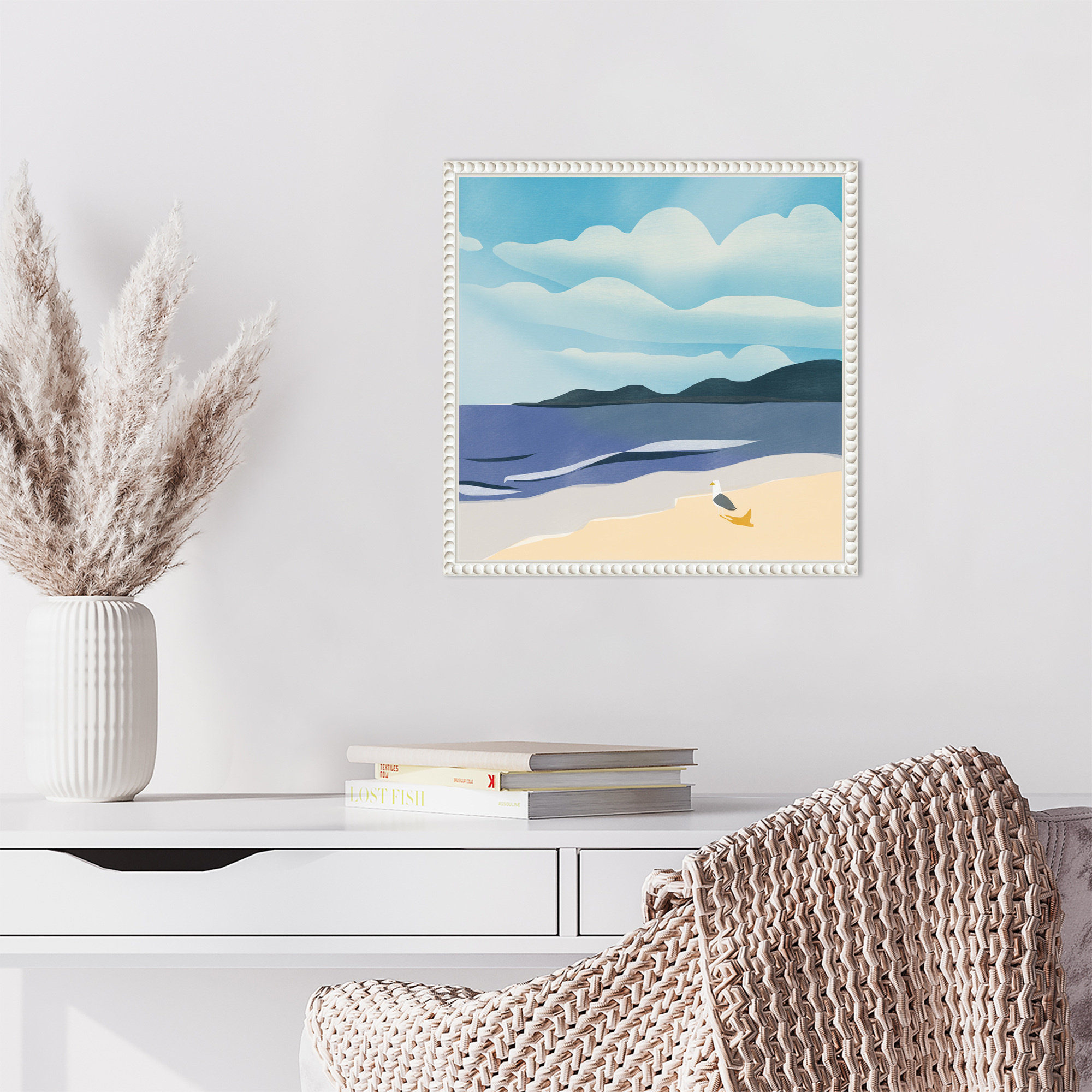 Highland Dunes Sea Gull Serenity by Little Dean Framed Canvas Wall Art ...