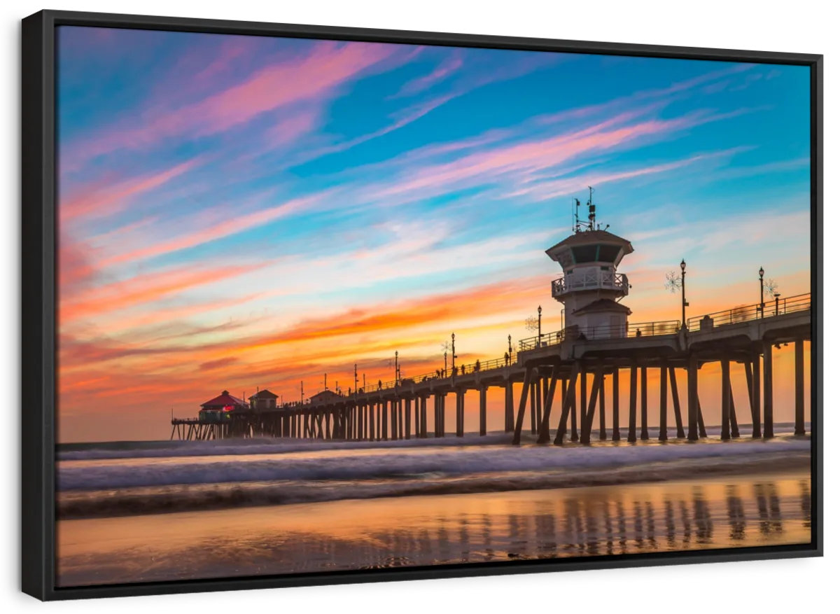 Ebern Designs Daley California Beach Dock At Sunset Canvas Print | Wayfair