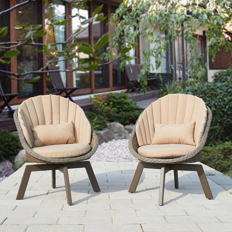 Corrigan Studio® Kyaisha Outdoor Swivel Wicker Patio Furniture Set ...