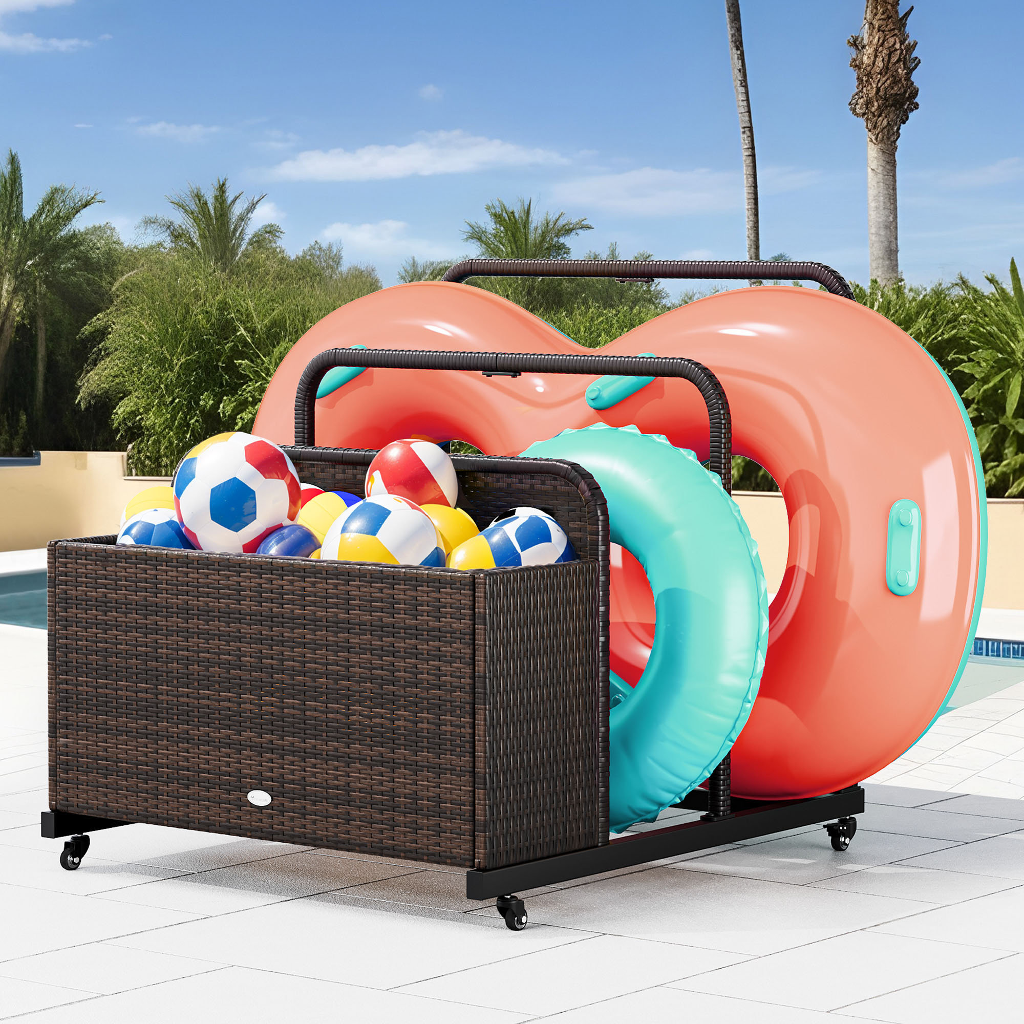 Edrosie Inc Capacity Furniture Table Dolly Wicker Pool Caddy Storage ...