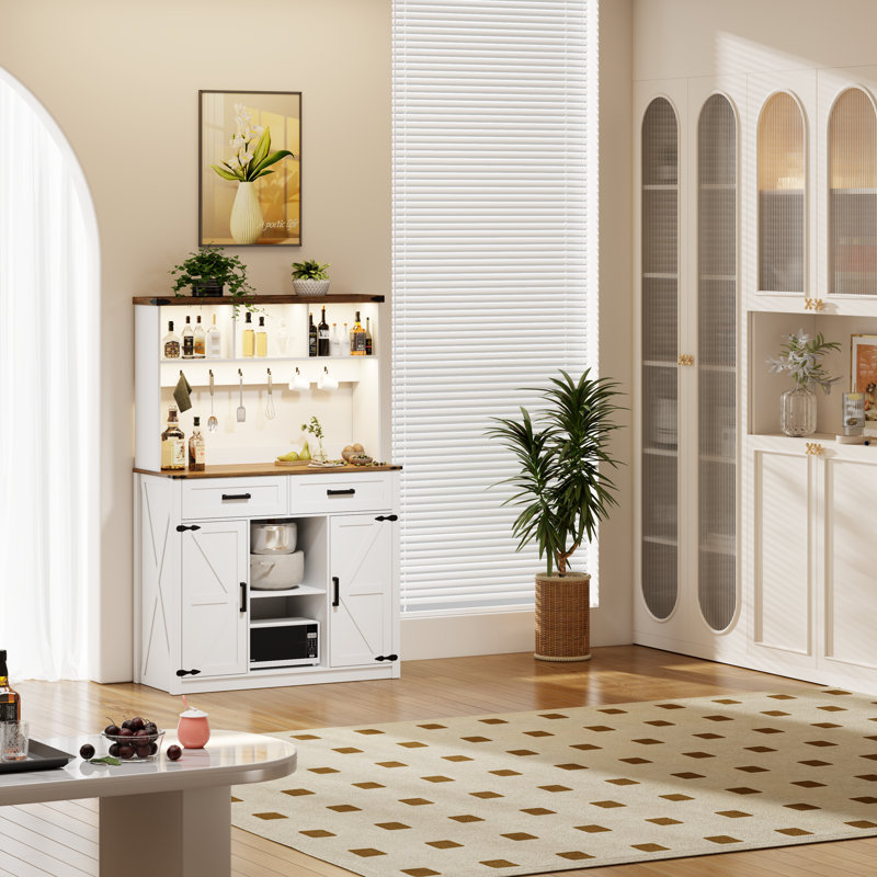 Gracie Oaks 39.37'' Sideboard Buffet Cabinet With Led Lights & Reviews ...