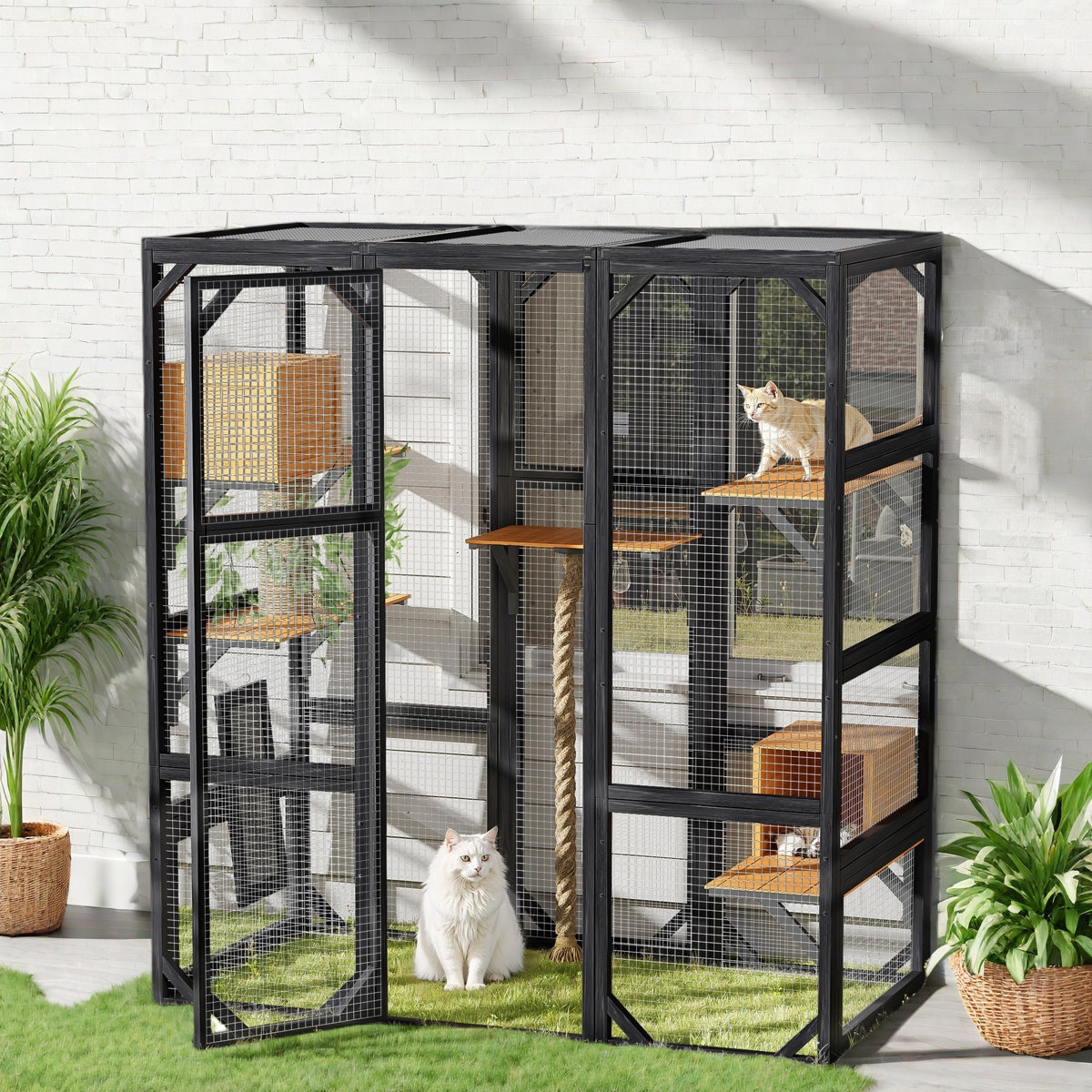 Tucker Murphy Pet™ Outdoor Cat House With Double Enter Doors, Three ...