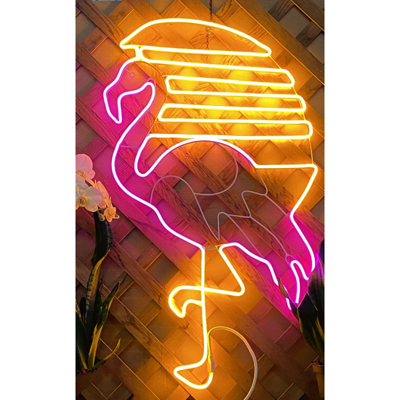 Bay Isle Home™ Musson Sunset Flamingo Neon 40" Animals Neon Sign ...
