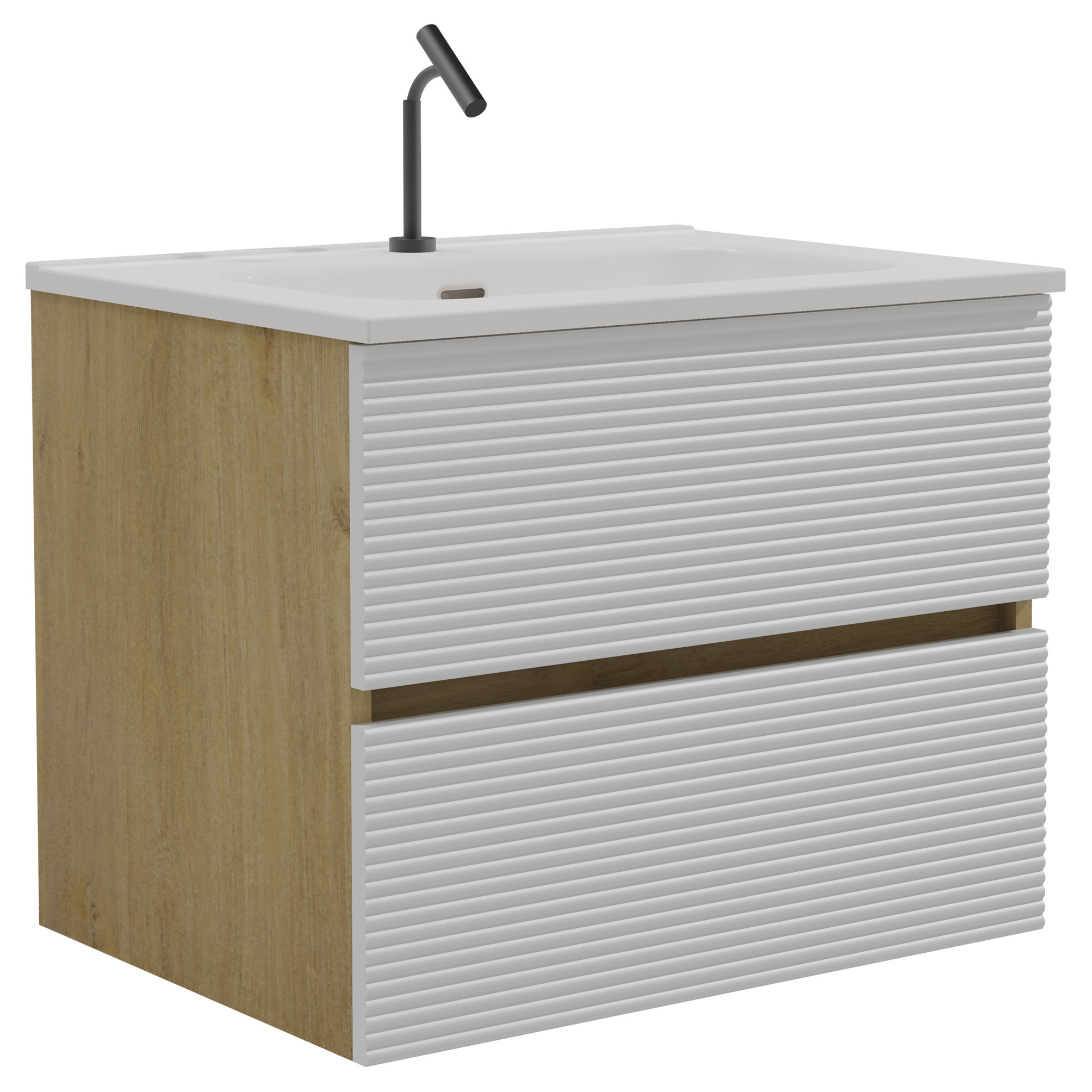 Latitude Run® Wall Mounted Bathroom Vanity With Integrated Ceramic Sink With Overflow, Large ...