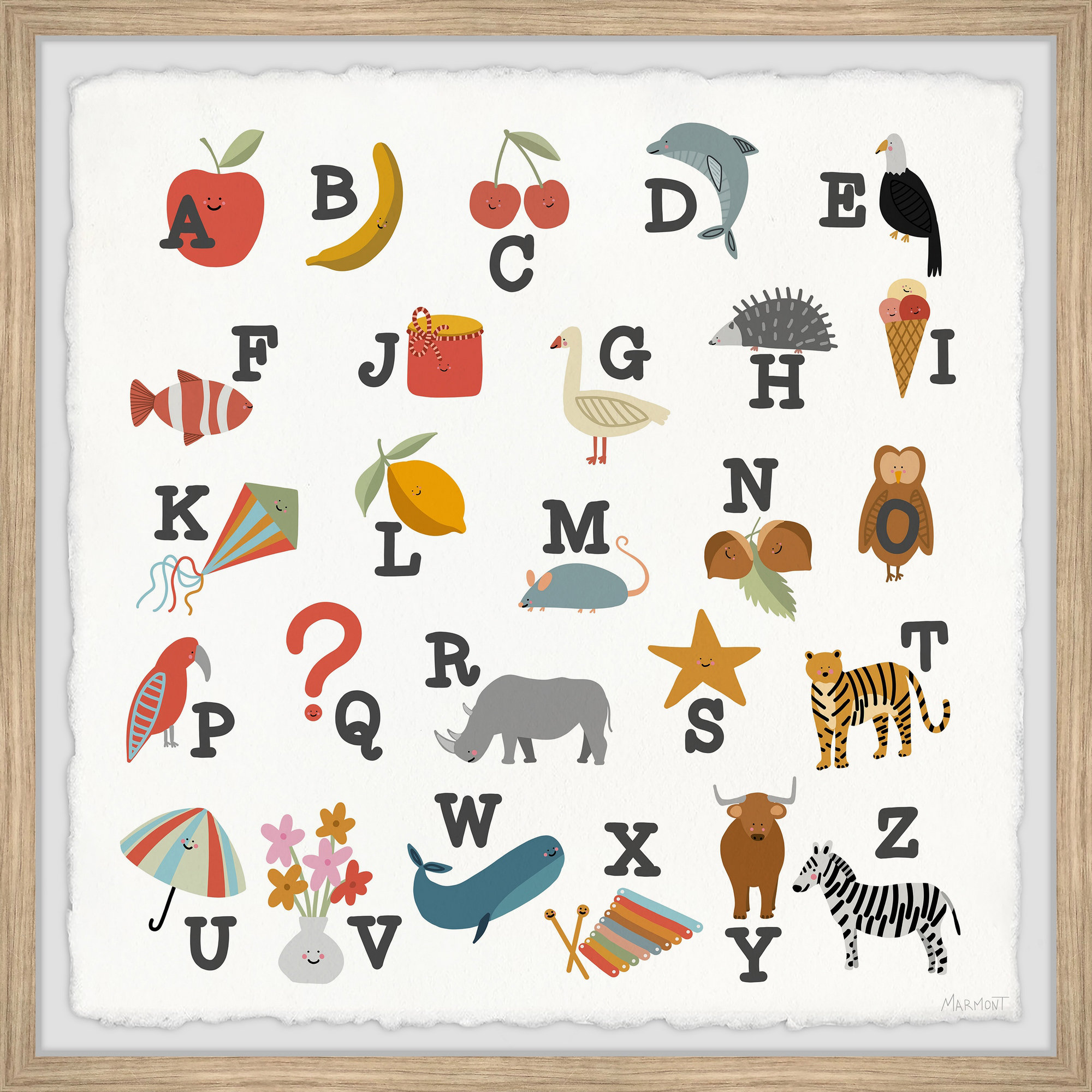 Zoomie Kids Berumen Illustrated Alphabet Letters Framed Print | Wayfair
