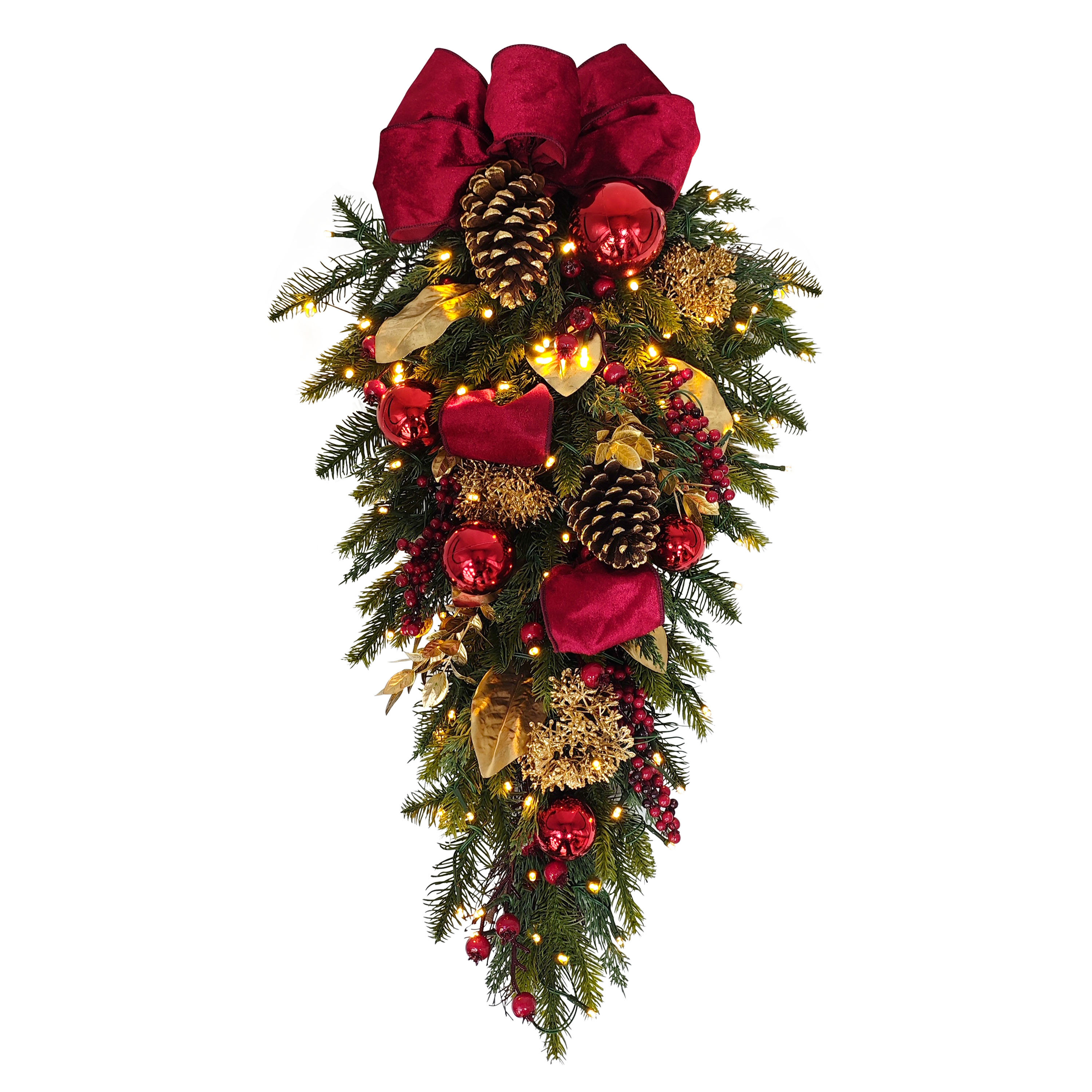 The Holiday Aisle® 28 InchesPre-Lit Adorned Swag Battery Operated with ...