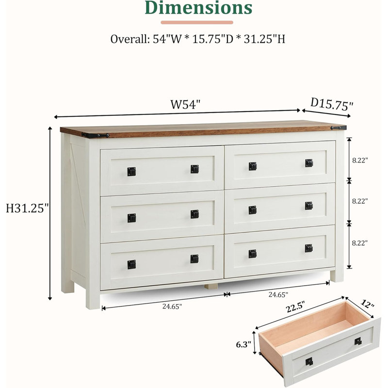 Gracie Oaks 6-Drawer Storage Chest Dresser | Wayfair