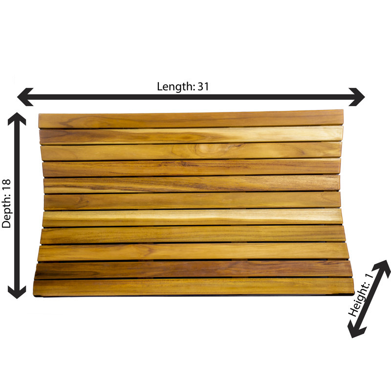 EcoDecors Eleganto Rectangle Teak Shower Mat, Teak Shower Mat for ...