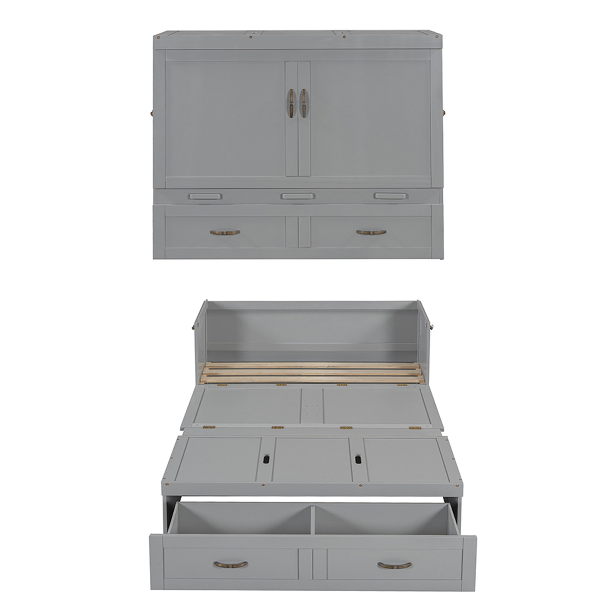 Latitude Run® Queen Size Murphy Bed With Usb Ports, Large Drawers And ...