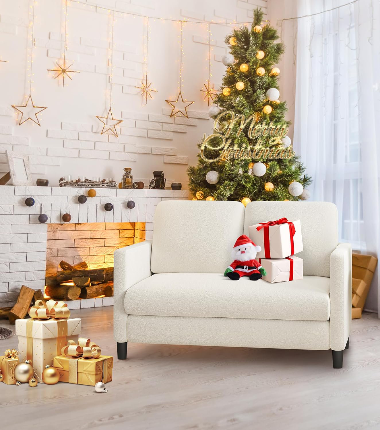 ENDOSTO 51" Small Sofa Couch for Bedroom, Comfy Teddy Love Seat, Tool ...