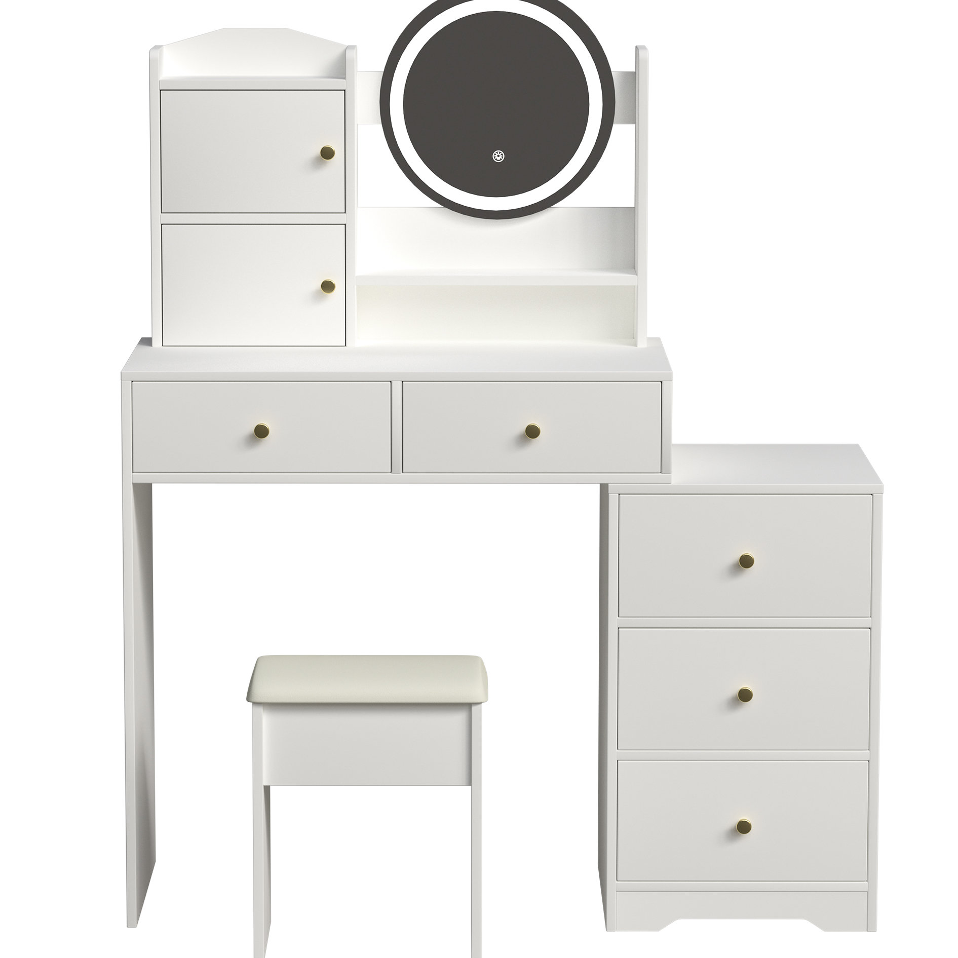 Wrought Studio™ Luxury Bedroom Vanity With Mirror And Lights - White ...