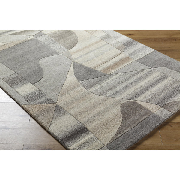 Orren Ellis Shaunna Abstract Hand Tufted Wool Area Rug in Black/Beige ...