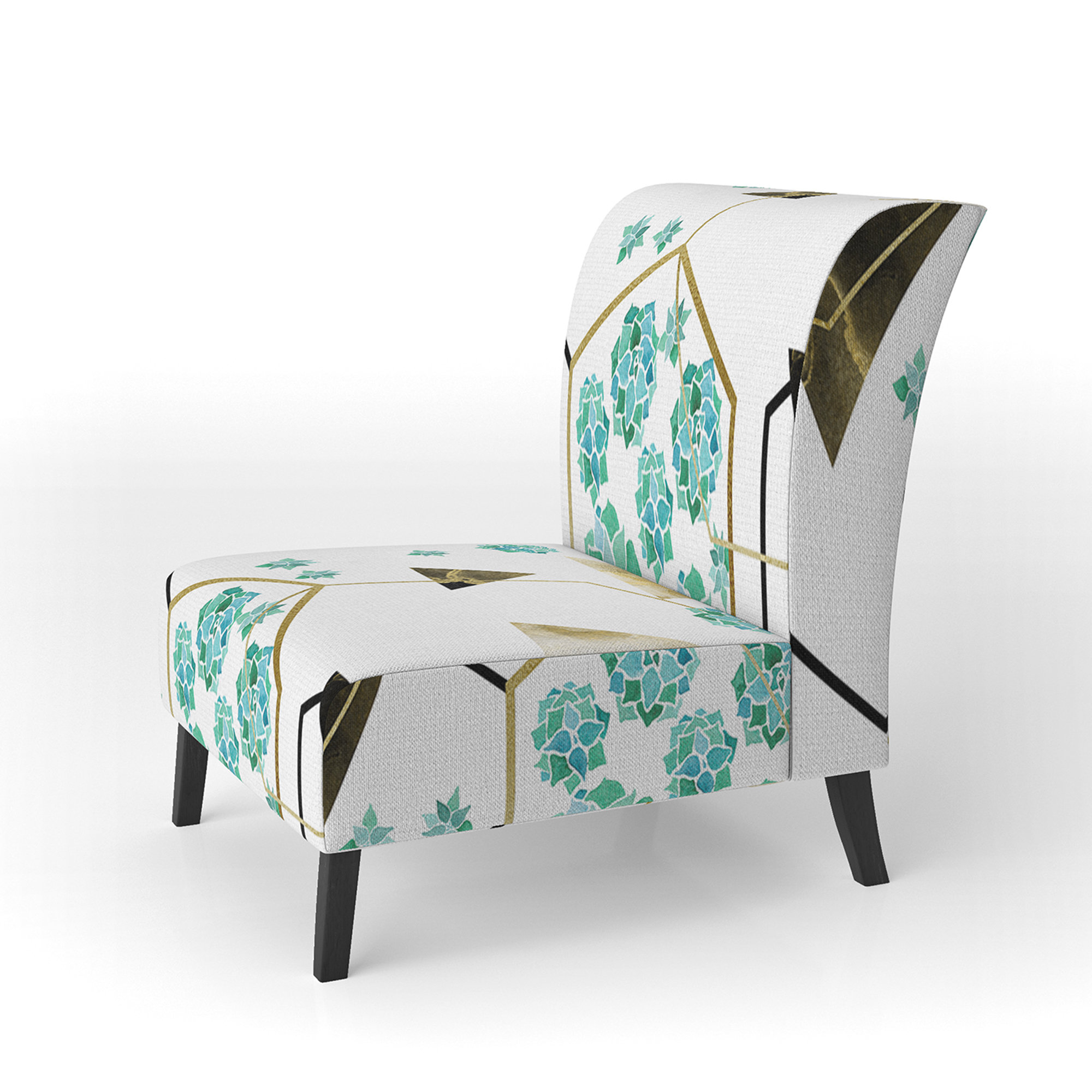 Orren Ellis Triangles Geometric - Upholstered Patterned Accent Slipper ...