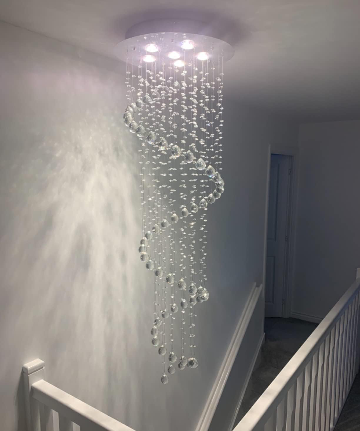 Rosdorf Park Elegant Spiral Crystal Chandelier With K9 Crystal Raindrop ...