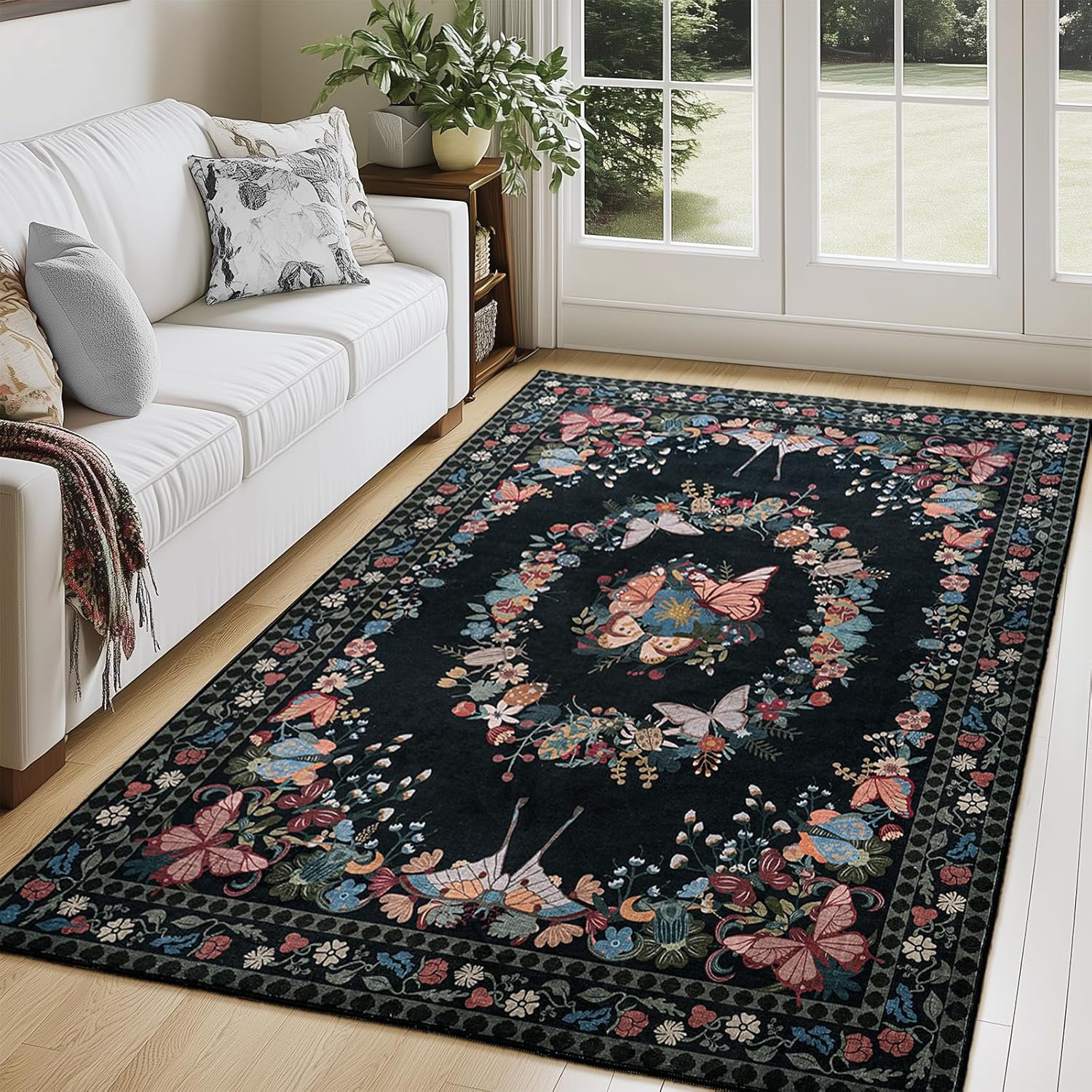 Gracie Oaks 5X7 Washable Black Rugs For Living Room Bedroom, Soft ...