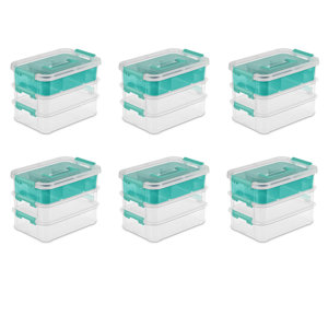 Sterilite Stack and Carry 3 Layer Handle Box, Tray, Small Storage Latch ...