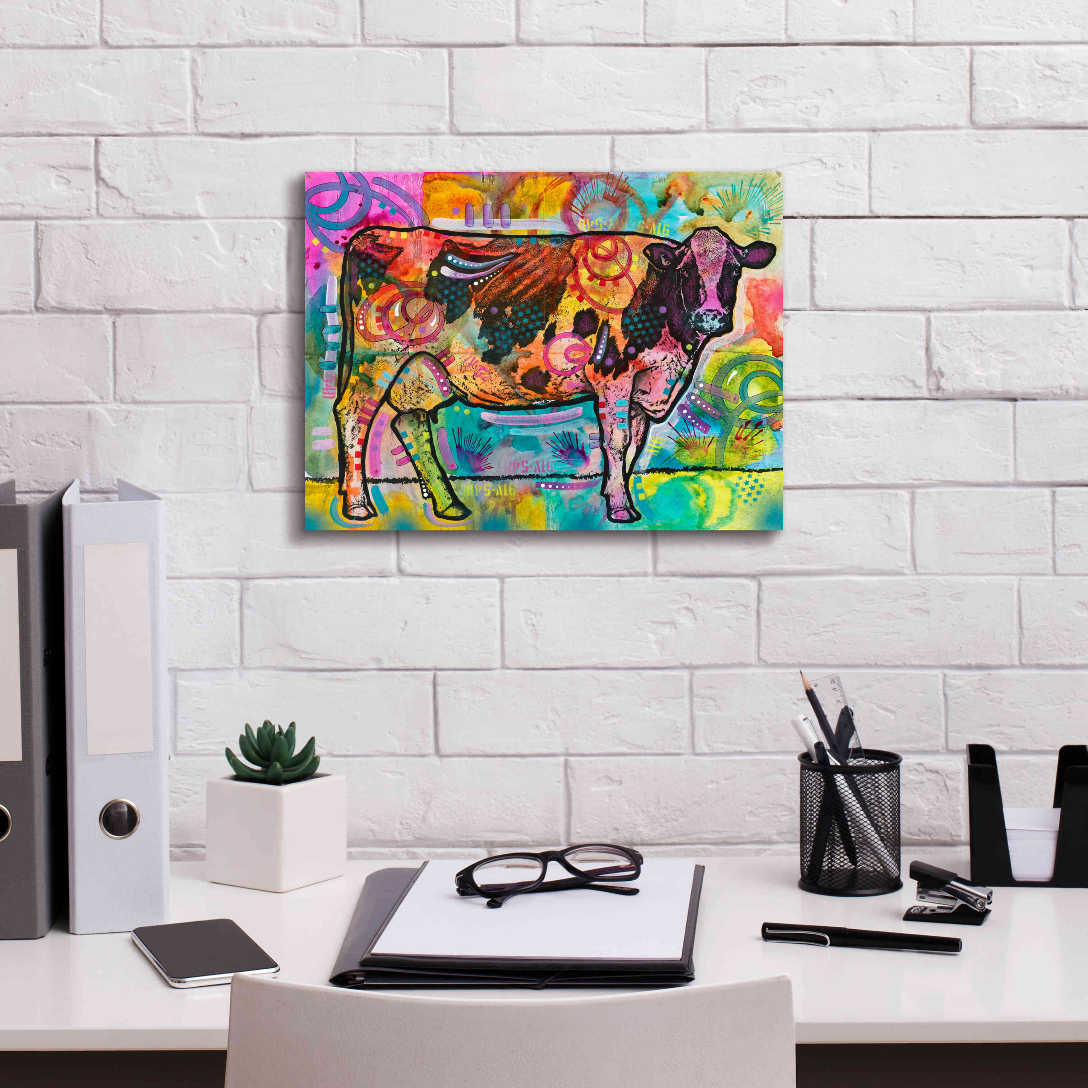 Latitude Run® Cow Mooove Over Rover by - Wrapped Canvas Painting ...