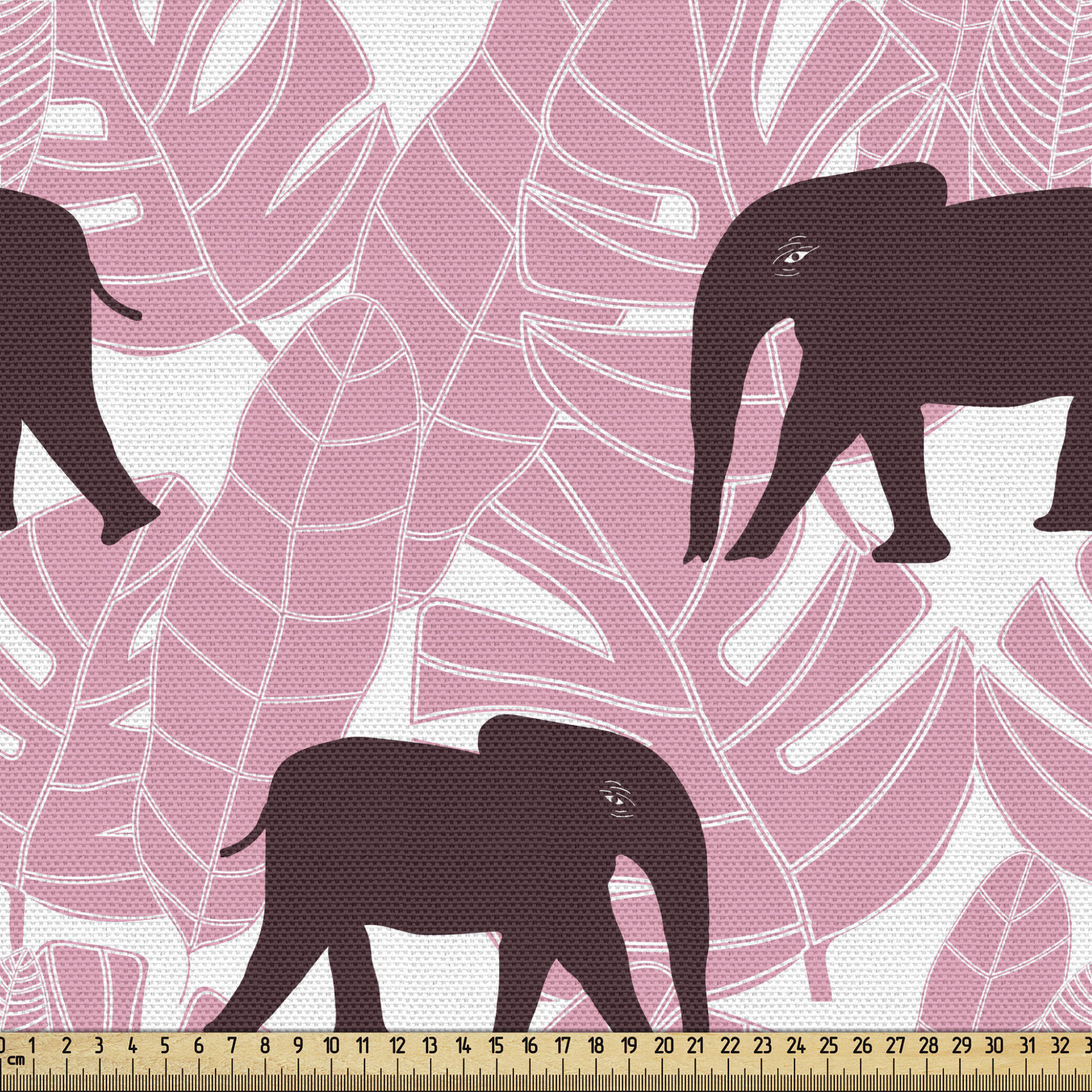 Pink Elephant Print Fabric