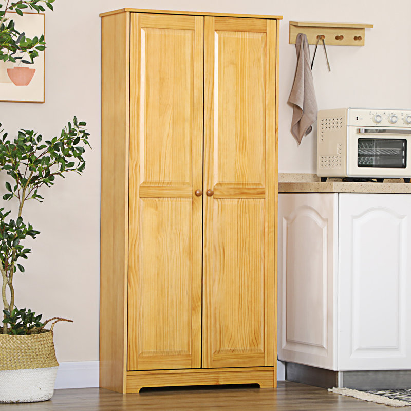 Ophelia & Co. 67" Pinewood Kitchen Pantry Storage Cabinet | Wayfair