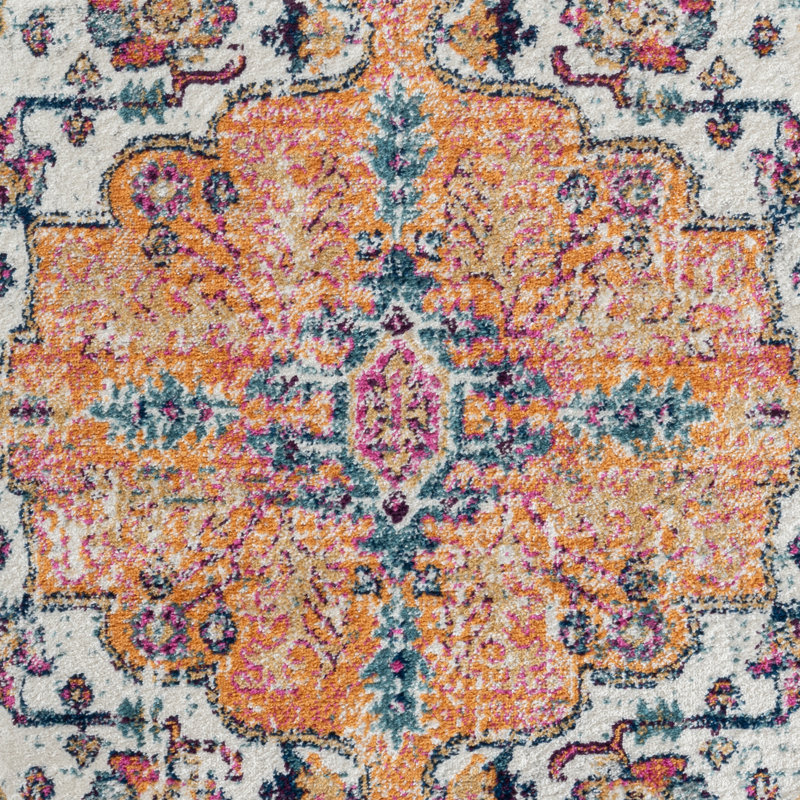 Bungalow Rose Boho Medallion Woven Area Rug | Wayfair