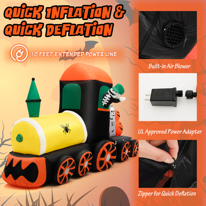 The Holiday Aisle® 8'' Long Inflatable Halloween Train Blow Up ...