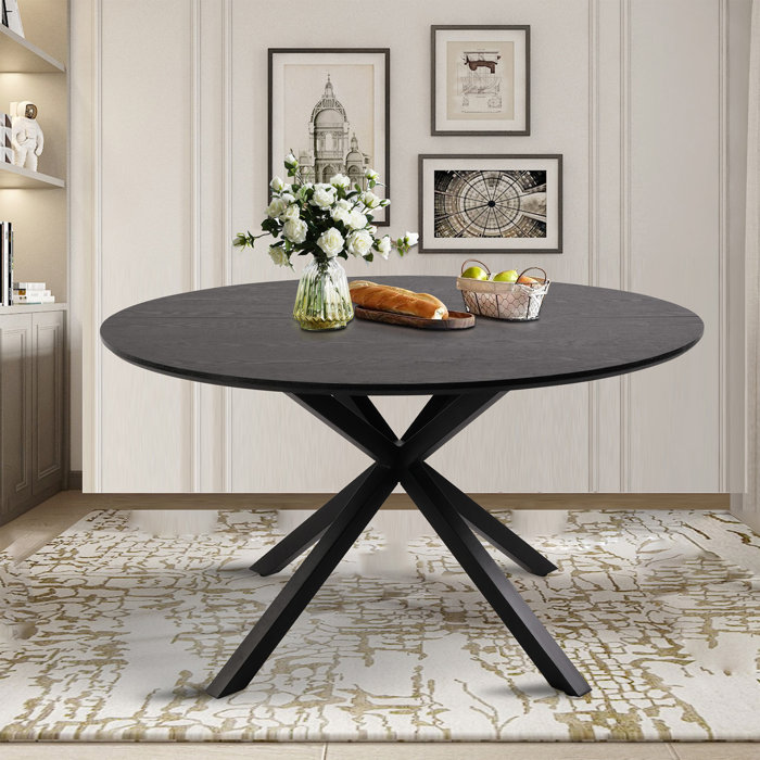 17 Stories Taila Round Metal Base Dining Table | Wayfair