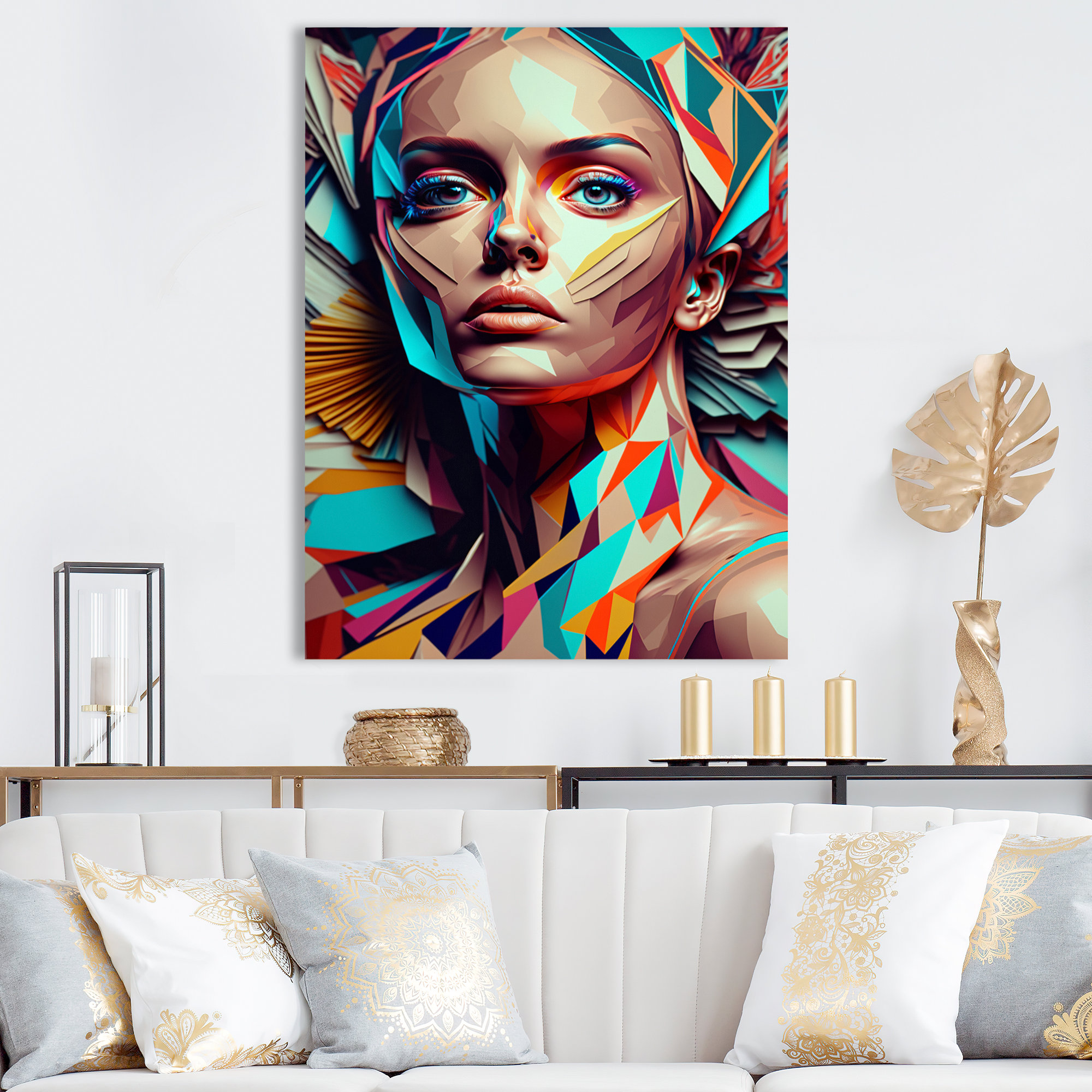 Mercer41 Cubic Woman Portrait I - Contemporary Glam Canvas Wall Art ...