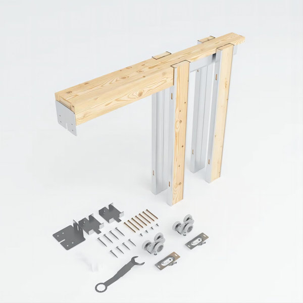 ARK DESIGN Sliding Pocket Door White Standard Door with Hardware Kit ...