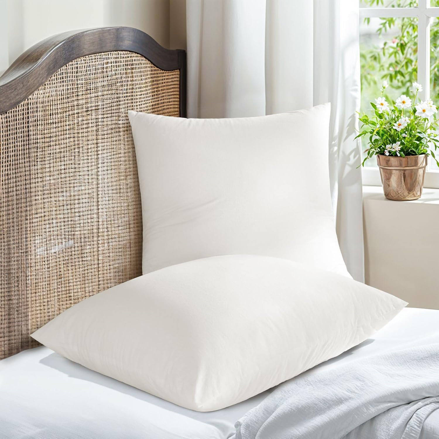 BEFIHO 100% French Linen Euro Shams 26"X26" Pack Of 2, Soft ...