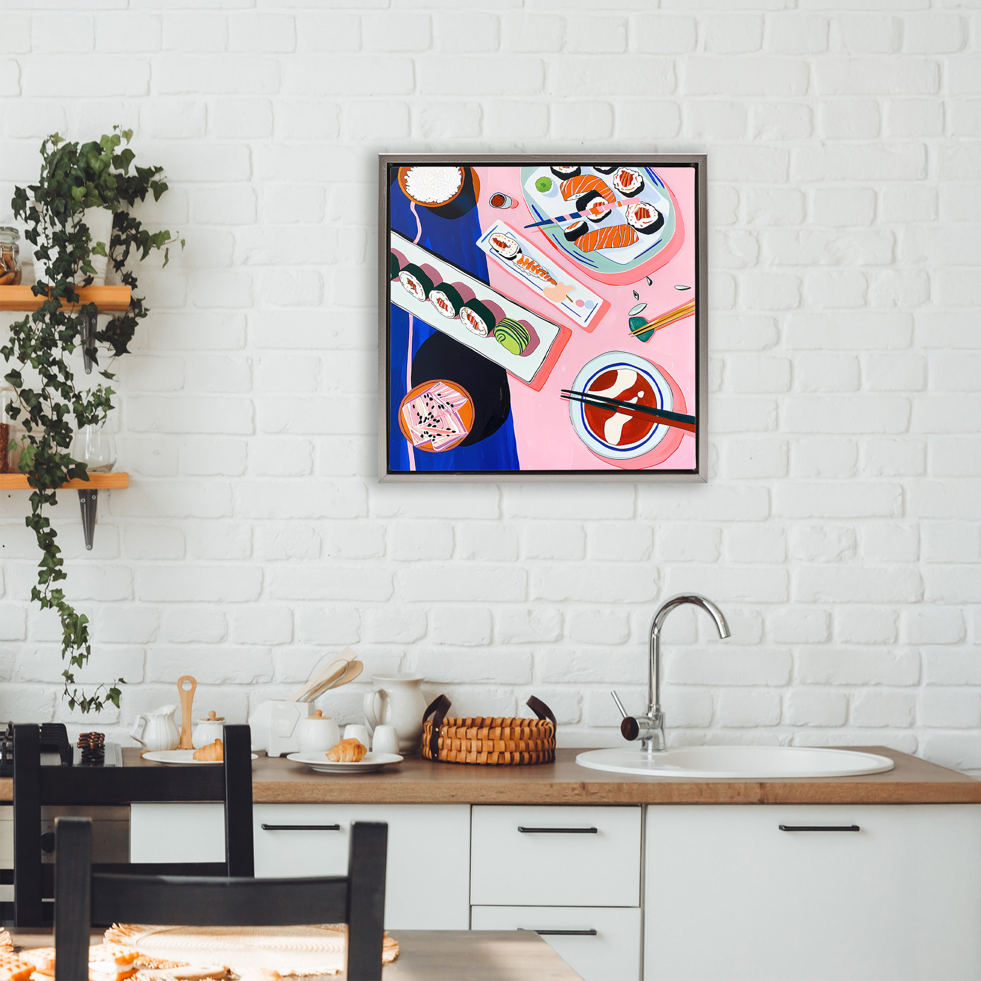 Latitude Run® Vibrant Sushi Me Platter Floating Frame, design by Walker ...