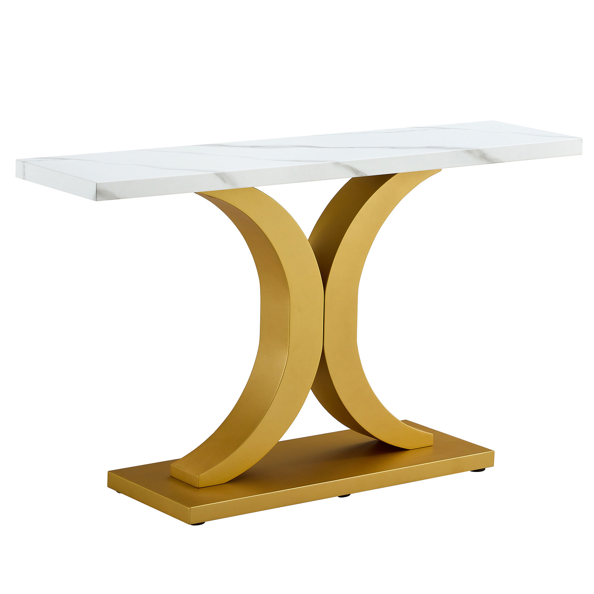Mercer41 A Modern Minimalist Style Foyer Table With White Tabletop ...