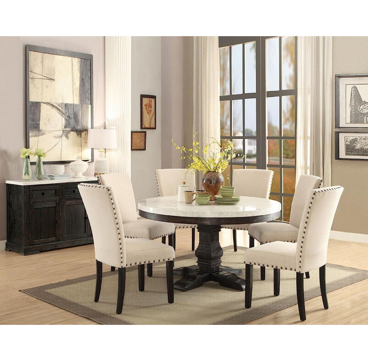 Canora Grey Kyeann 7-ps Casual Dining Table Set Include 1 Dining Table ...