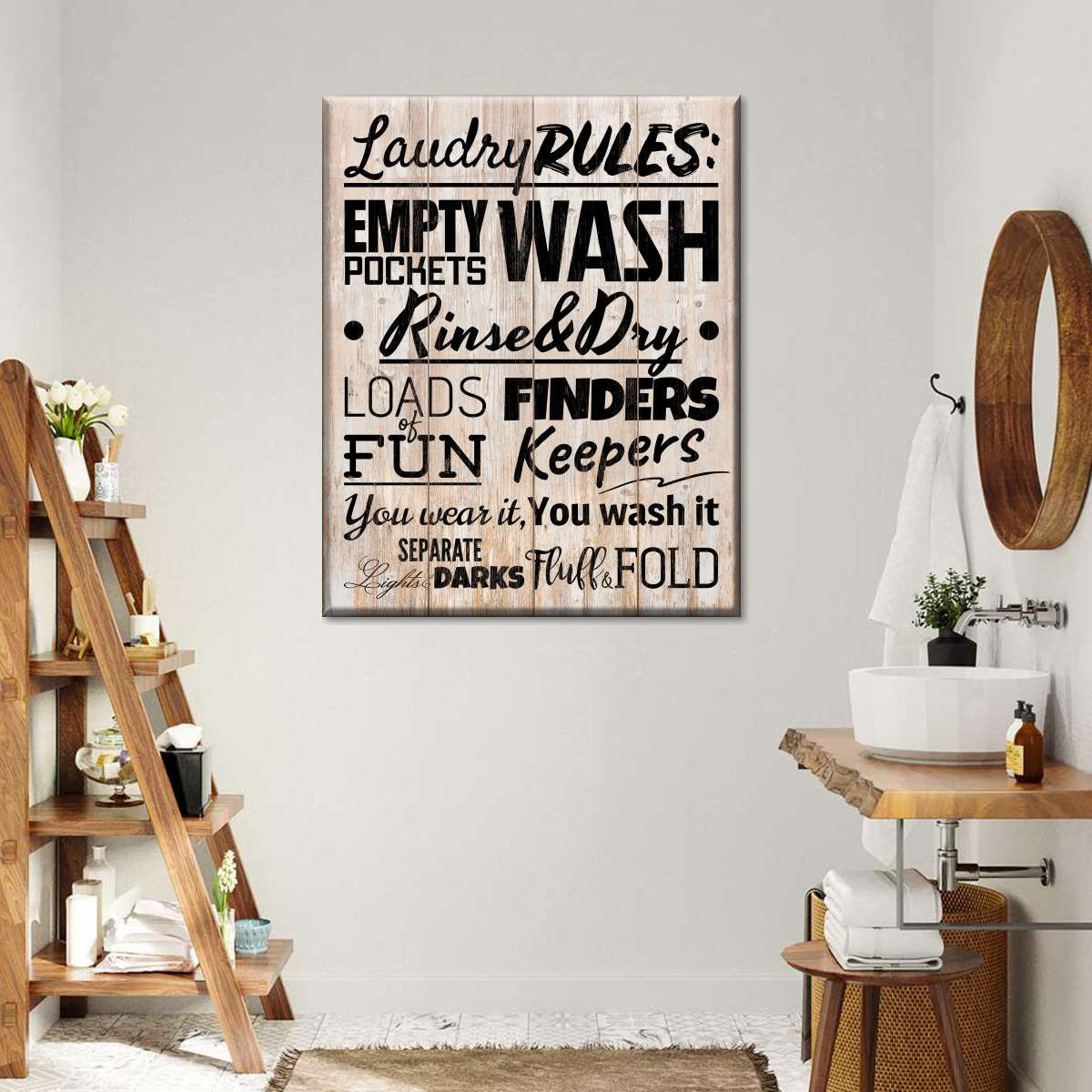 Trinx Laundry Rules Sign - Wrapped Canvas Print - Wayfair Canada