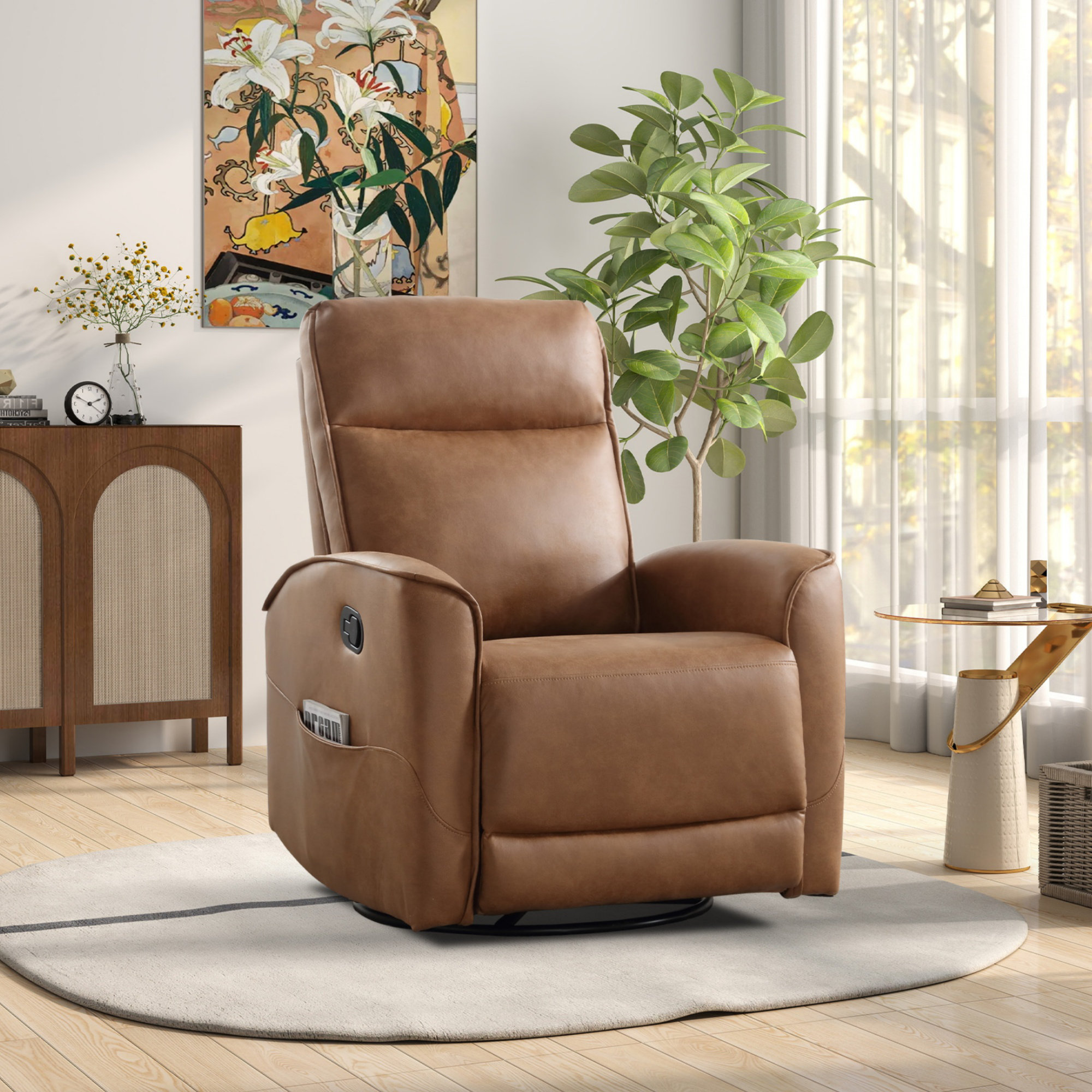 Latitude Run® 30.7'' Wide Modern and Soft Upholstered Swivel and Rocker ...