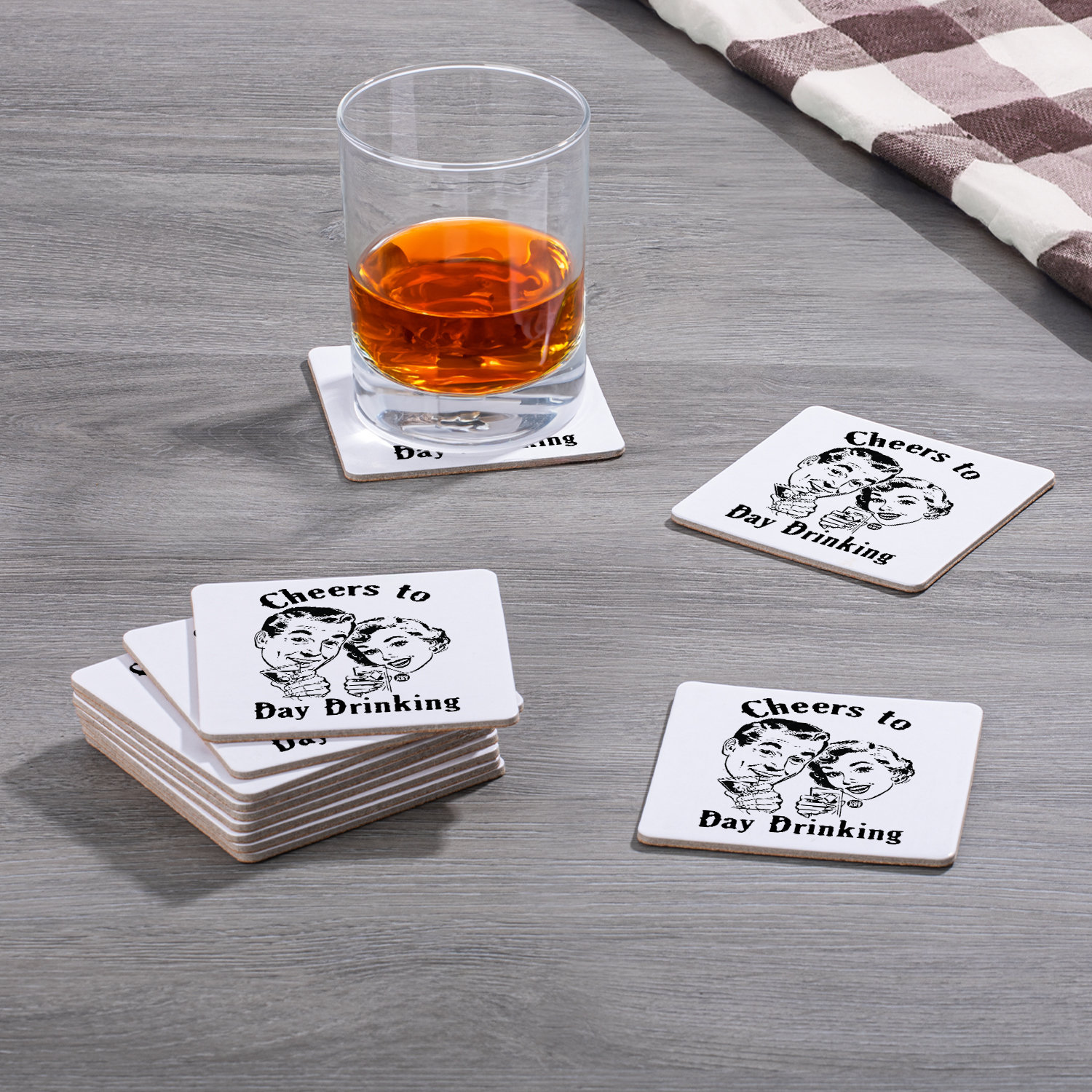 Harriet Bee Day Drinking 12-Pack Cork Back Paper Bar Coasters | Wayfair