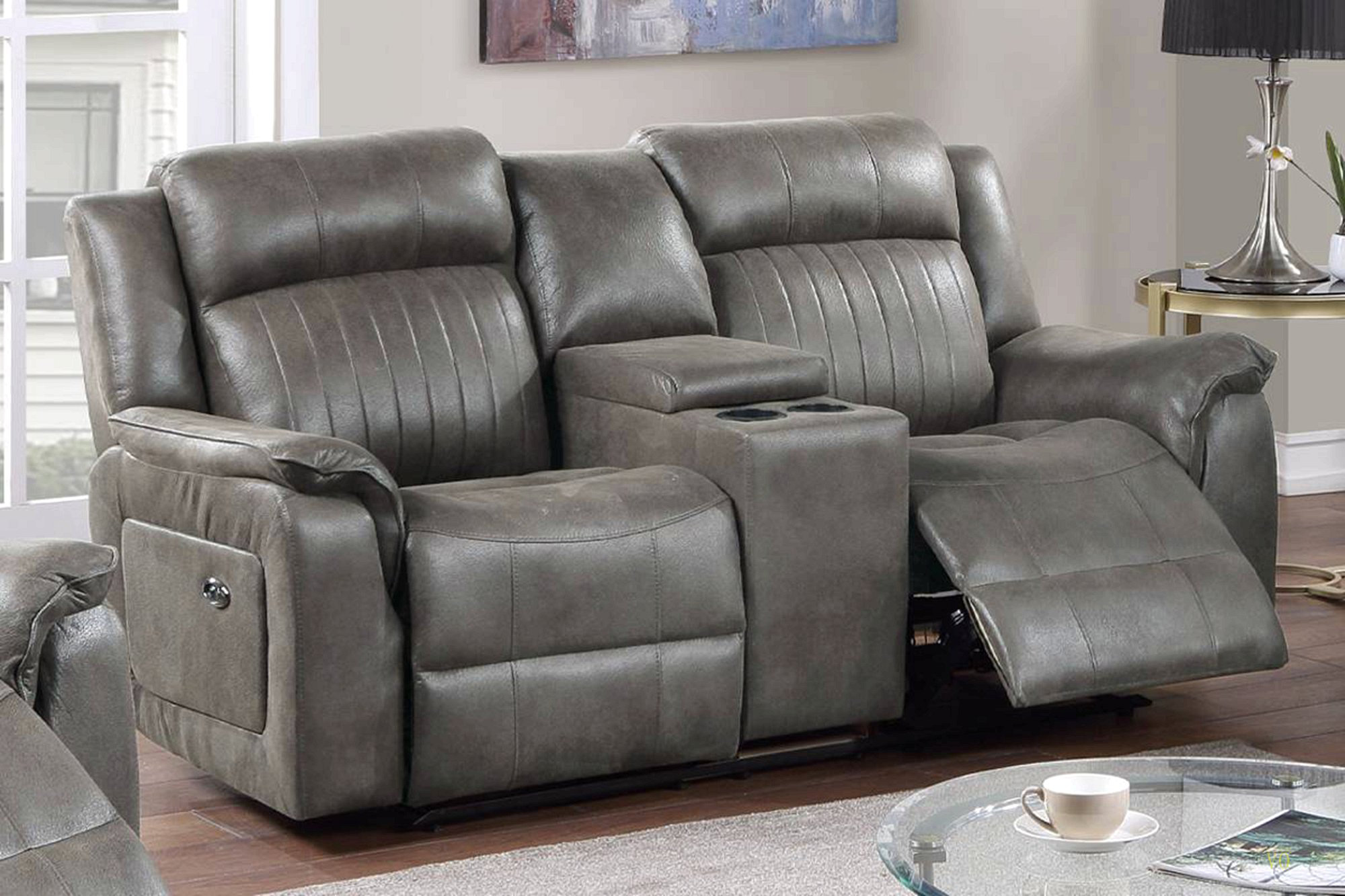 Latitude Run® Contemporary Power Motion Sofa W Console 1Pc Couch Living ...